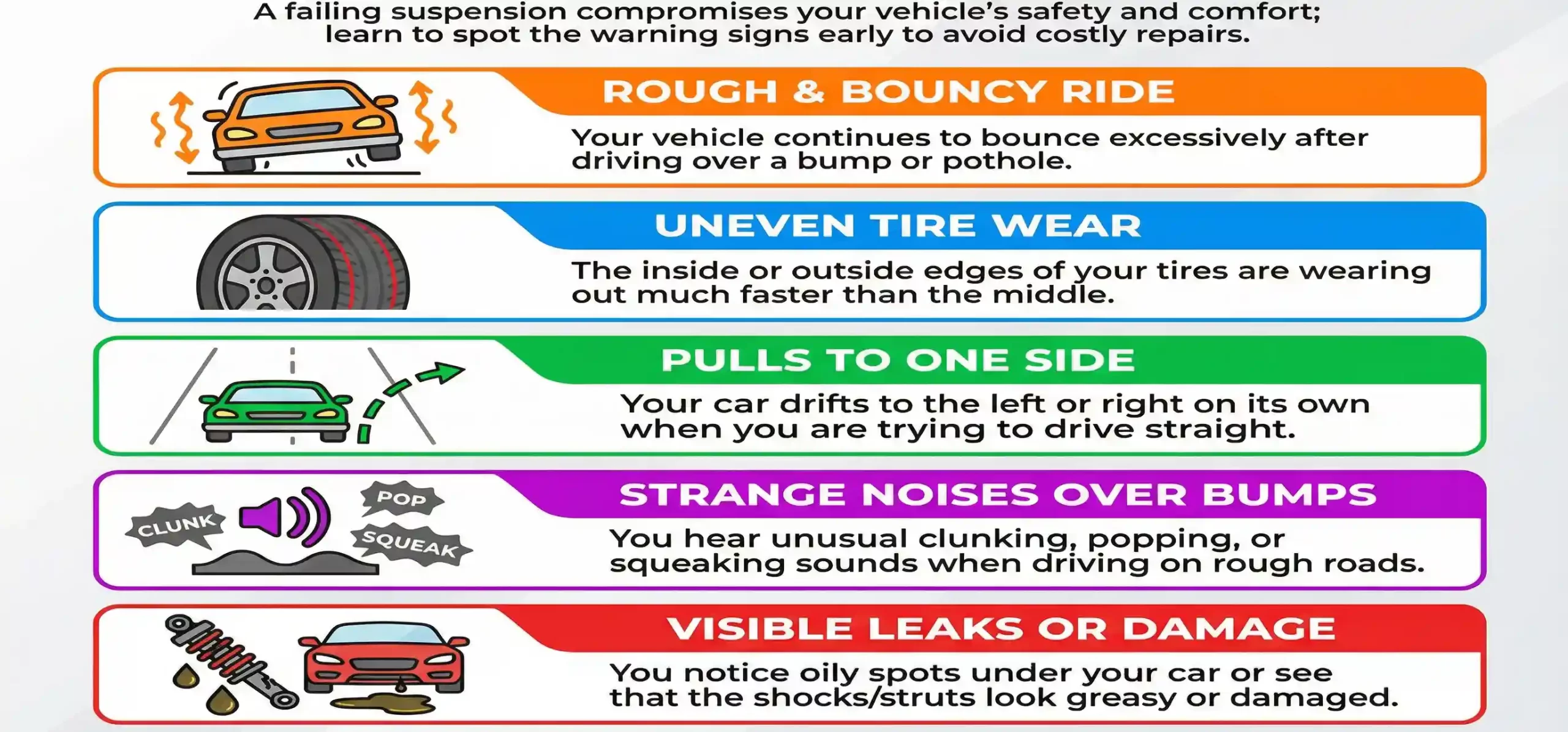Top 5 Warning Signs Your Car Needs Suspension System Repair